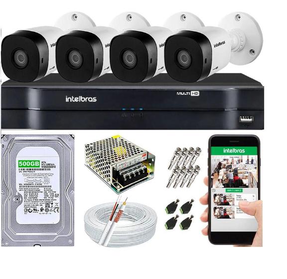 Kit Cftv 4 Câmeras De Segurança Intelbras Multi Hd 720p E Dvr Mhdx Full ...