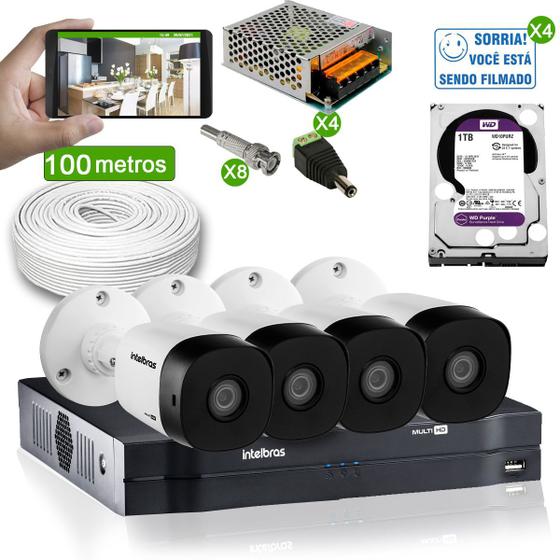 Kit Cftv 4 Cameras Hd 720p Dvr Intelbras Mhdx 1204 Hd 1tb - Gravador de ...