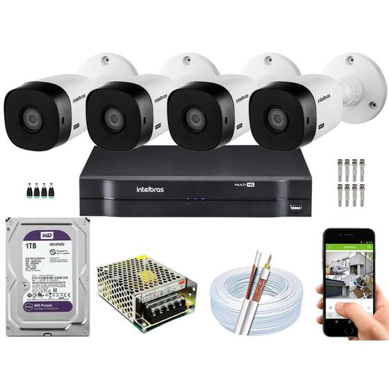 Kit Cftv 4 Câmeras Intelbras Vhl 1220b Full Hd 1008 Purple - Gravador ...