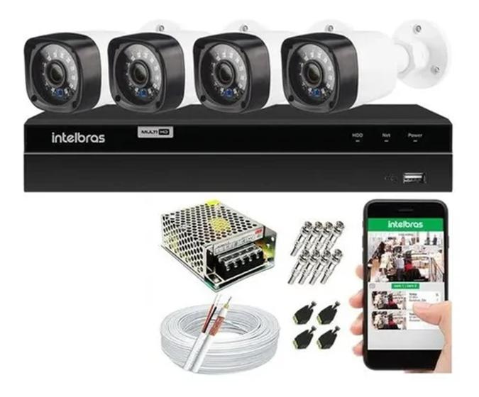Kit Cftv 4 Câmeras Multi Hd 720p 1mp Dvr Intelbras Mhdx 1104 - Gravador ...