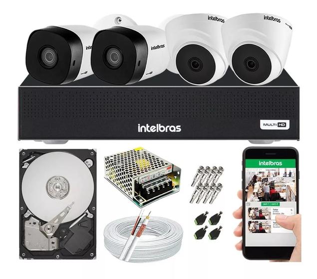 Kit Cftv 4 Câmeras Segurança Intelbras 1 Mega Dvr Mhdx 1104 - Gravador ...