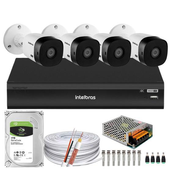 Kit Cftv 4 Câmeras Segurança Intelbras Dvr 8 Canais imhdx 5108 Com Hd ...