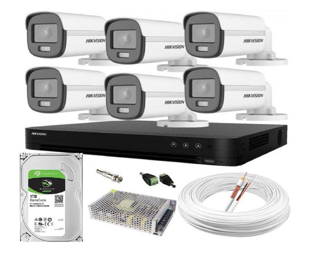 Kit CFTV 6 Câmeras de Segurança Hikvision Colorvu Imagens Noturnas ...