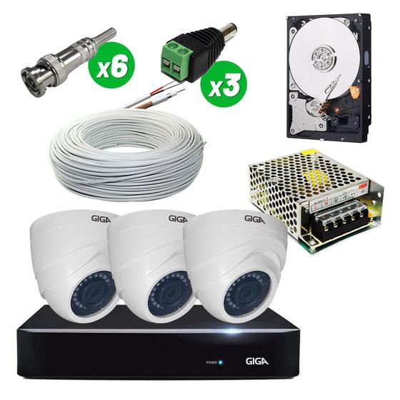 Kit Cftv C/3 Câmeras 2.6mm Dvr 4 Canais 1080n Open Hd Giga - Giga ...