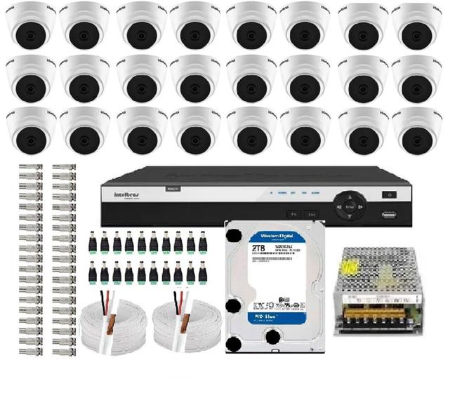 Kit Cftv Dvr 32 Canais Intelbras 1232mhdx 24 Câmeras Dome Hd 720p ...