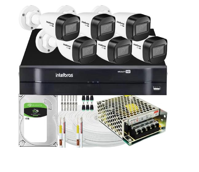 Kit Cftv Intelbras 6 Câmeras 1120b Dvr Mhdx Multi Hd 1TB 100 metros ...
