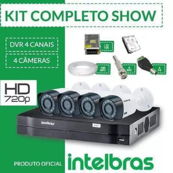 Kit cftv intelbras completo alta definição 4 câmeras hd - Gravador de ...