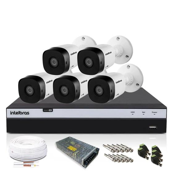 Kit CFTV Intelbras Full HD 5 Câmeras VHD 1220B DVR MHDX 3108 - Câmera ...
