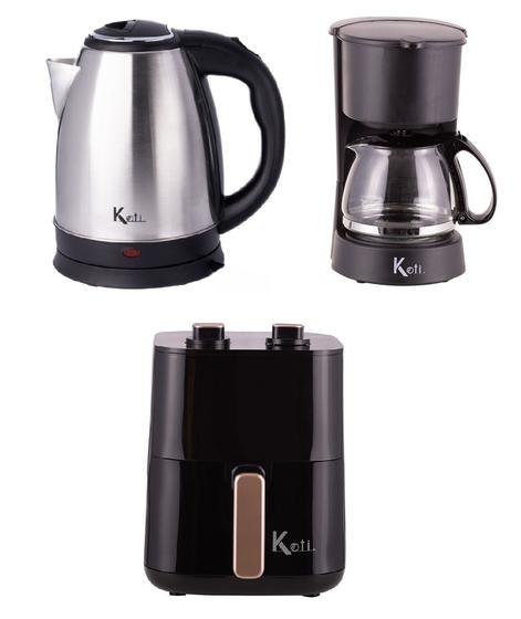 Kit Chaleira Inox Basic 1,8L + Fritadeira Elétrica Smart 4L + Cafeteira 650ml Petit - KOTI ...