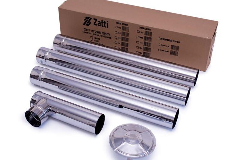 KIT CHAMINÉ PARA FOGÃO A LENHA INOX -Chapa 28 115mm (5 Peças) - zatti ...