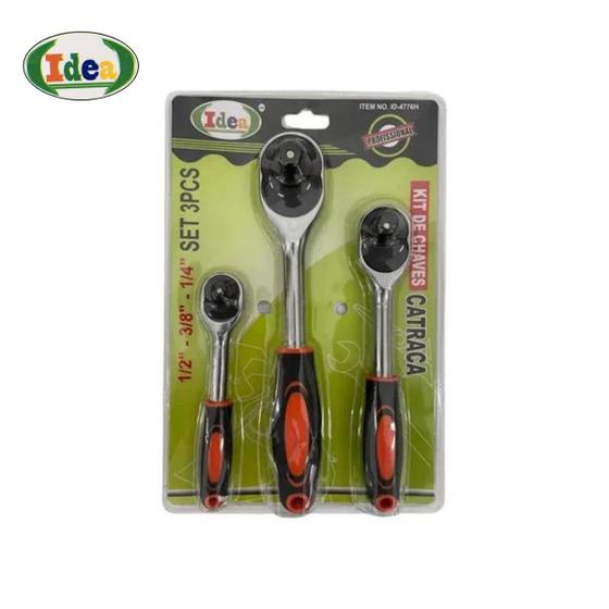 Kit Chave Catraca Reversível Profissional Reforçada 3 PCS - Idea ...