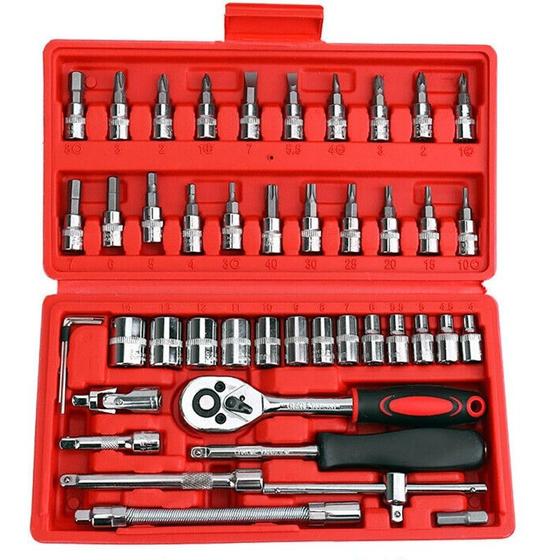 Kit Chaves Jogo Catraca Reversível Soquetes 46 Peças+maleta - NAKASAKI ...