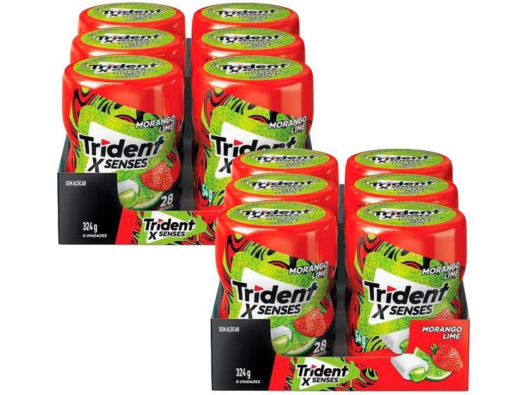 Kit Chiclete Trident X Senses Morango Lime - Display de Garrafa 12 ...