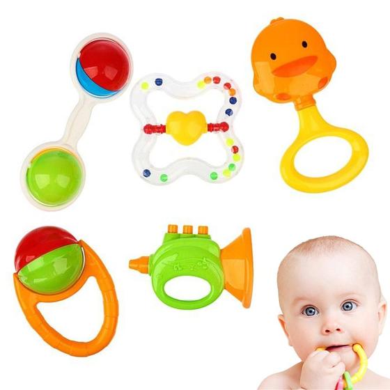 Kit Chocalho Bebê Brinquedo Sensorial Educacional Infantil - Baby ...