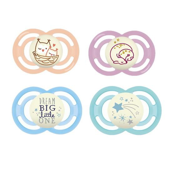 Kit chupetas mam perfect night 6+ meses brilha escuro tamanho 2 bico ...