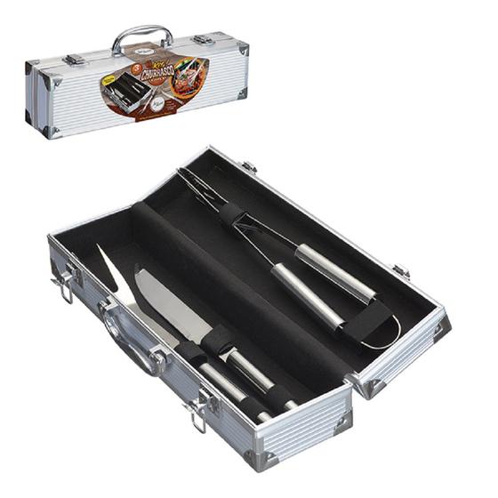 Kit Churrasco Inox Com Maleta Churrasqueiro Profissional 3pç - Art ...