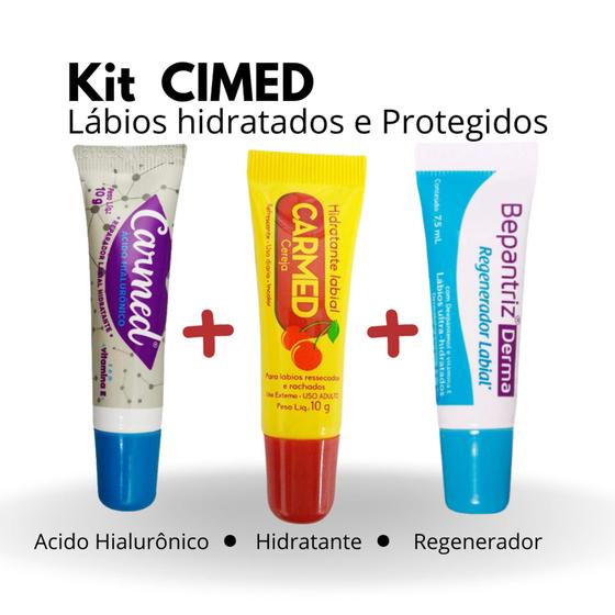 Kit Cimed Para Lábios Carmed Hidratante Bepantriz Regenerador e Carmed ...