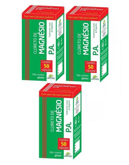 Kit Cloreto de Magnésio PA 500mg Medinal 50Caps - 3 Unidades - Cloreto de Magnésio / Magnésio ...