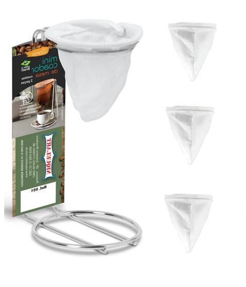 Kit Coador Mini Para Café Chá Com Coador De Pano +3 Refil - Niquelart ...