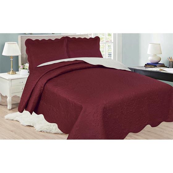 Kit Cobre Leito Colcha Lisa Queen Isadora Malbec Realce - Realce ...