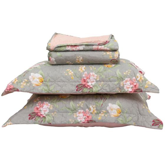 Kit Colcha Casal Bouti Cobre Leito Estampado 3 Peças Cor:Camélia - Bett ...