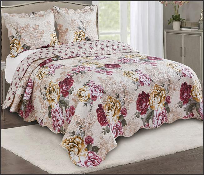 Kit colcha cobre leito king 3 pecas 260 x 280cm evolution patchwork camesa - Enxoval de Cama ...