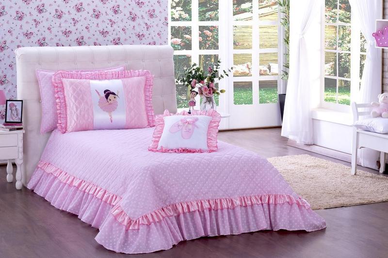 Kit Colcha Cobreleito Balé Bailarina Solteiro 03 Peças Rosa ...