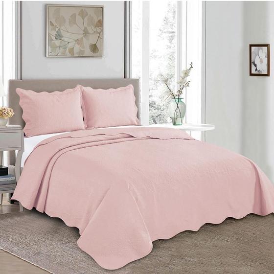 Kit Colcha Mandi Casal 220 x 240cm 3 Peças Rose Camesa - Enxoval de ...