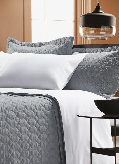 Kit Colcha Queen 180 Fios 100%Algodão Matelado Cinza Claro - Andreza ...