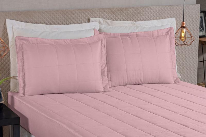 Kit Colcha Rosa Matelada Com Elastico Casal Queen 03 Peças - Am ...