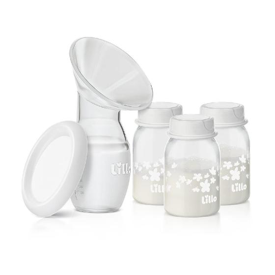 Kit Coletor de Leite Materno com 3 Frascos de 120ml - Lillo - Bombinha ...
