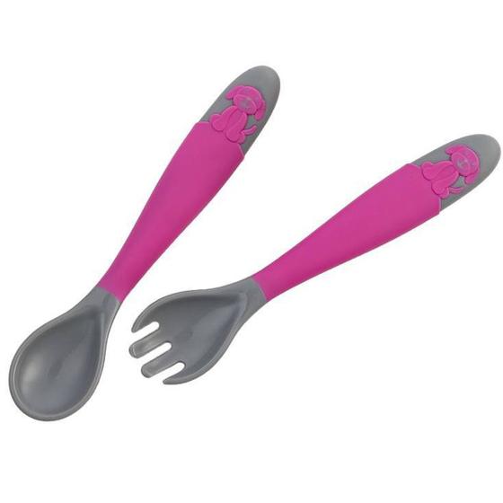 Kit Colher e Garfo Articulável Baby Clingo Infantil Colors Rosa ...