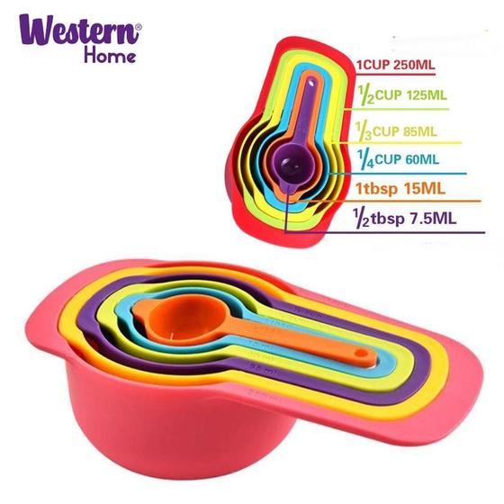 Kit Colher Medidor 6 Peças Culinário Receitas Colorido Jogo - Western ...