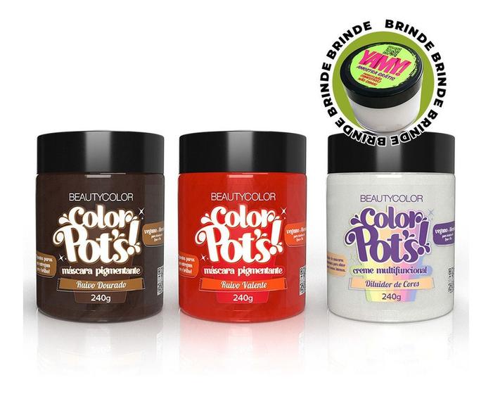 Kit Color Pots Ruivo Dourado + Ruivo Valente + Creme Diluidor 240g ...