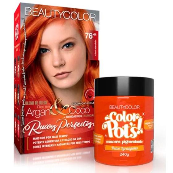Kit Coloração 76.44 Ruivo Absoluto + Color pots Ruivo Laranj ...