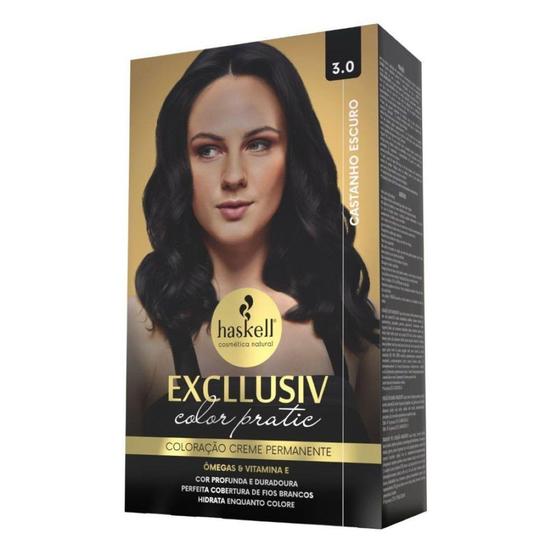 Kit Coloração Excllusiv Color Pratic 3.0 Castanho Escuro - Haskell ...