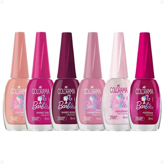 Kit Colorama Barbie 6 Esmaltes: Toda Barbiezinha, Barbie Boss, Barbie ...