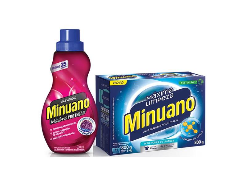 Kit com 1 Sabão em Pó Minuano Máxima Proteção Ação Profunda 900g e 1 ...