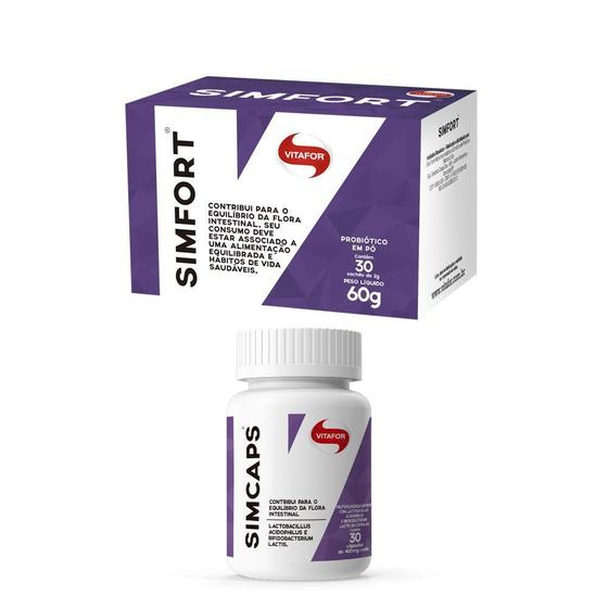 Kit com 1 x simfort probiótico 30 sachês + 1 x simcaps 30 cápsulas 400 ...