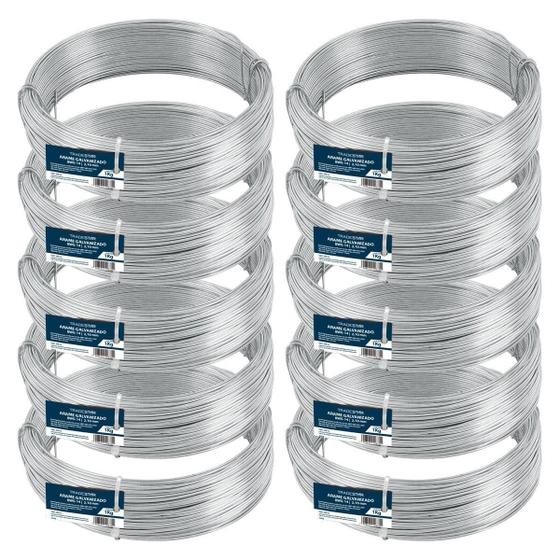 Kit Com 10 Arame Galvanizado Nº14 Bwg 14 Fio 2,10Mm Liso 1Kg ...
