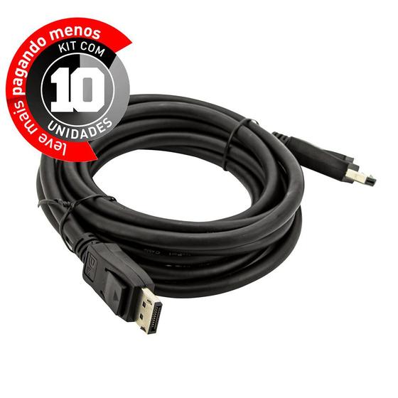 Kit Com 10 Cabo DisplayPort para DisplayPort 8K 120HZ- 3 Metros Cirilo ...