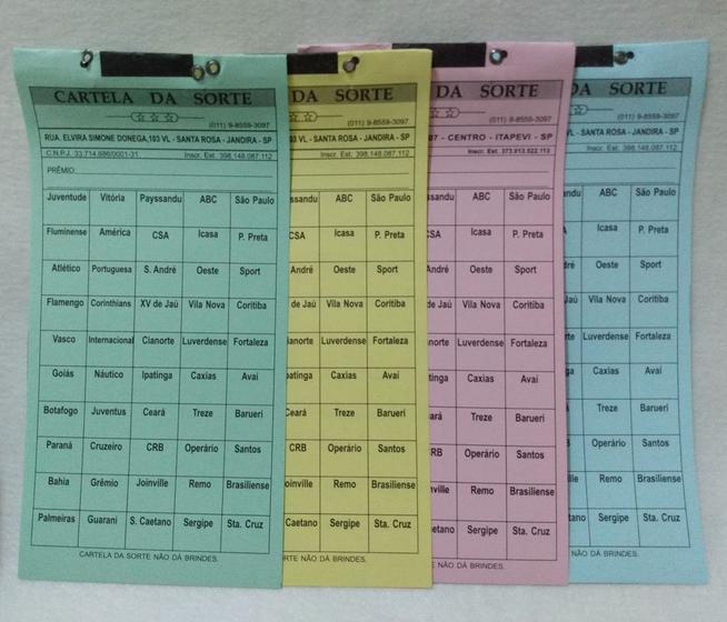 Kit com 10 Cartelas de Rifa Cartela da Sorte- 100 Times - Rifa - Magazine Luiza