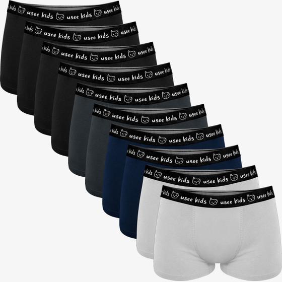 Kit Com 10 Cuecas Boxer Kids Algodão Confortável Usee Brasil - Cueca ...