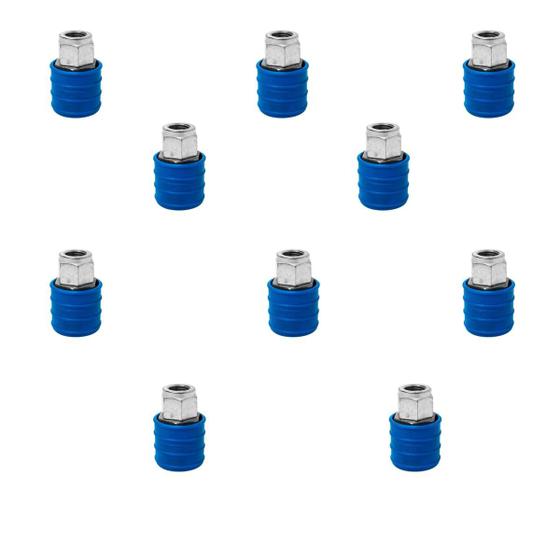 Kit com 10 engate rapido para ar comprimido rosca femea 1/4 npt azul - hidraflux - HIDRAFLUX ...