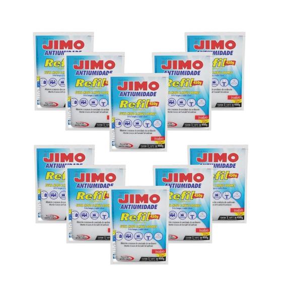 Kit Com 10 Jimo Antiumidade Refil 450g Anti Umidade Para Closet Guarda Roupa Roupeiro Sapateira ...