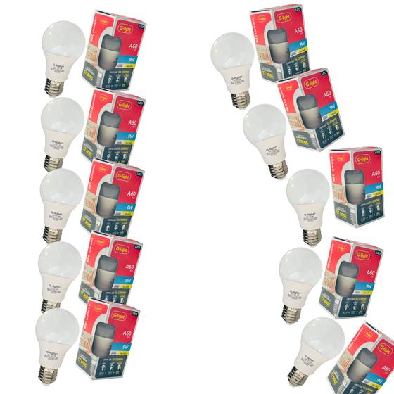 Kit com 10 Lâmpadas LED G-Light A60 E27 9W 6500K (Branca Fria) Bivolt - Lâmpada - Magazine Luiza