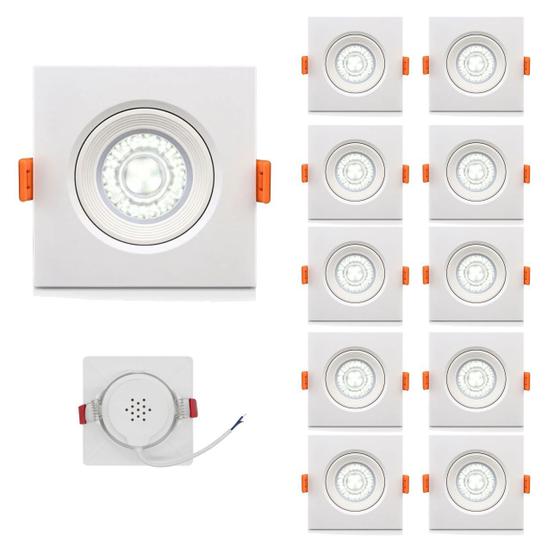 Kit Com 10 Luminária Spot Led 3W 6500K Redondo Embutir Branco Frio ...