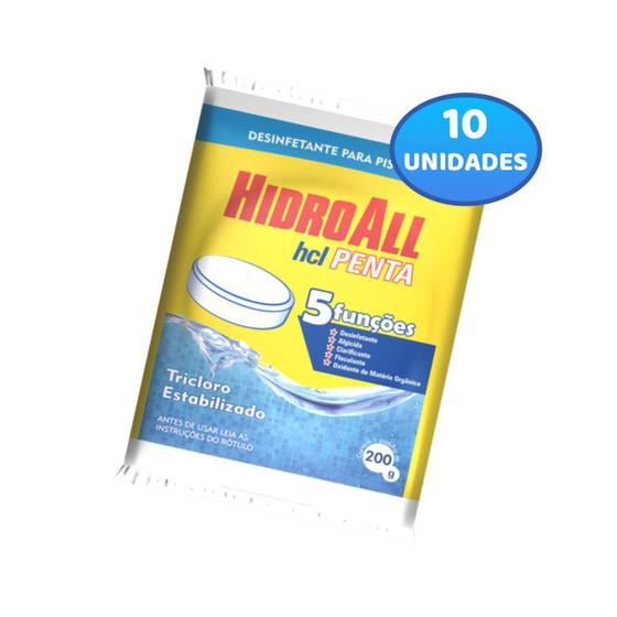Kit com 10 Pastilhas de Cloro Hcl Penta Hidroall Para Tratamento de ...