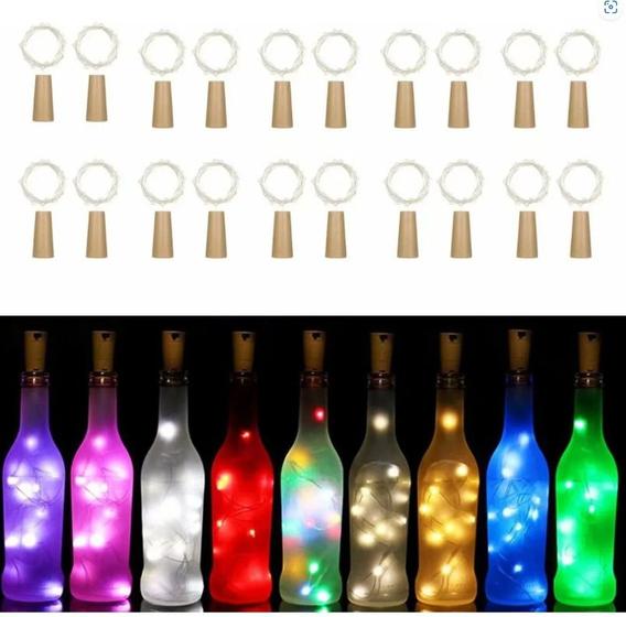 Kit Com 10 Rolhas De Led Luz Fio Fada Garrafa 2m 20 Leds vinho ...