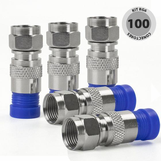 Kit Com 100 Conector Rg6 Coaxial De Compressão Profissional - Apolum ...